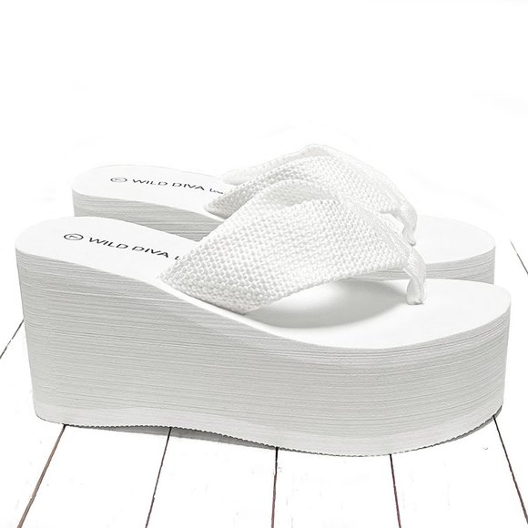 Shoes | New White Eva Flip Flop Platform Wedge Sandals | Poshmark